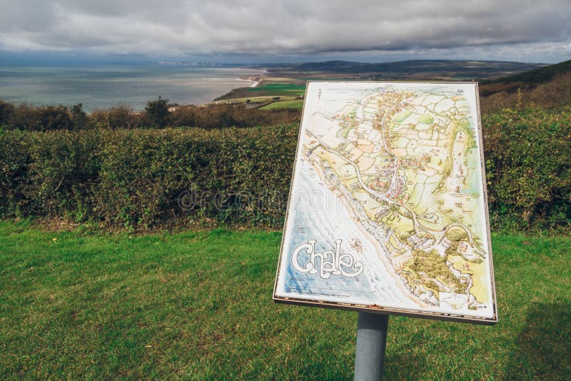A Map at Blackgang Viewpoint of the Village of Chale, Isle of Wight ...