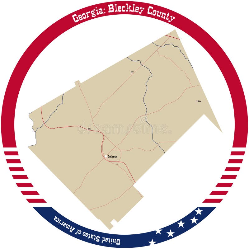 Map of Bleckley County in Georgia, USA Stock Vector - Illustration of ...