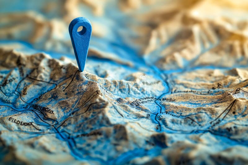 A Map with a Blue Pin on Top of it. Generative AI Stock Photo - Image ...