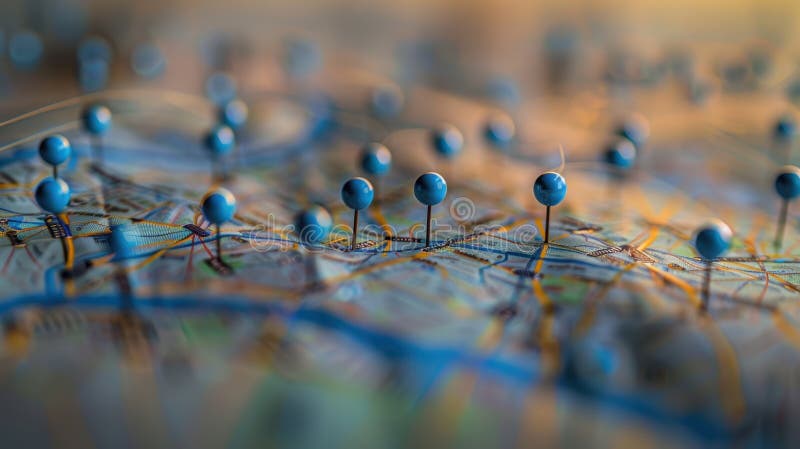 Map with Blue Pins. AI Generated Stock Image - Image of ...