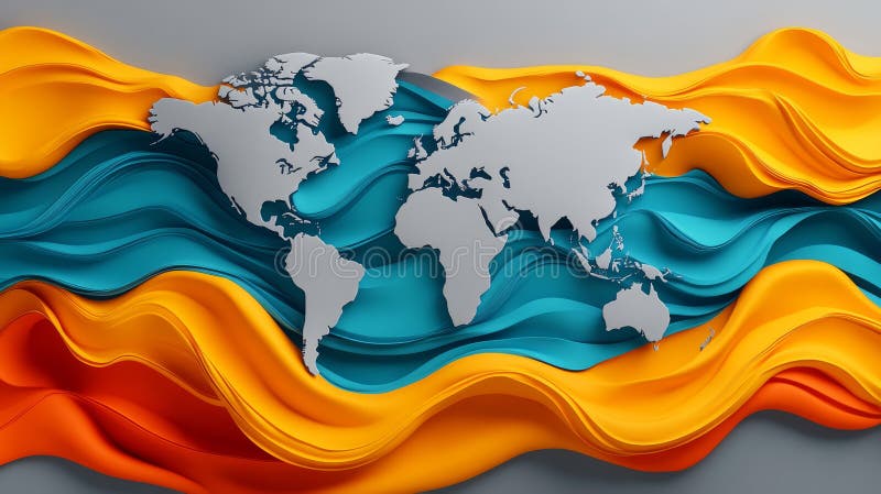 This Map Boasts an Abstract Design with a Vibrant Gradient Color Scheme ...