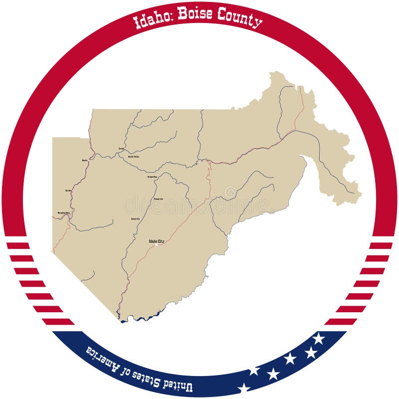 Map of Boise County in Idaho, USA Stock Vector - Illustration of ...