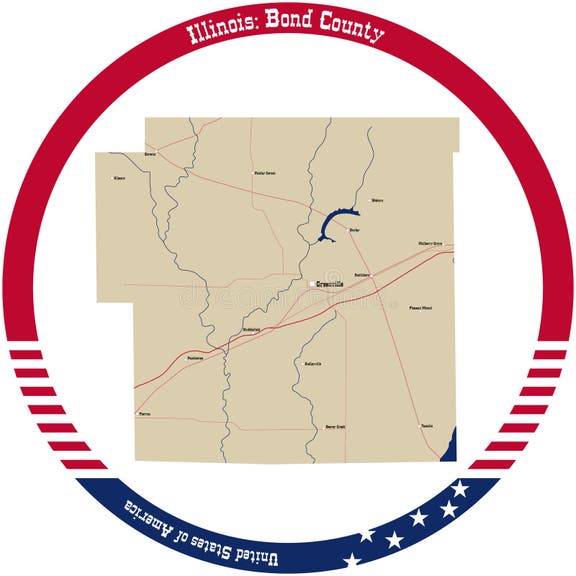 Map of Bond County in Illinois, USA Stock Illustration - Illustration ...