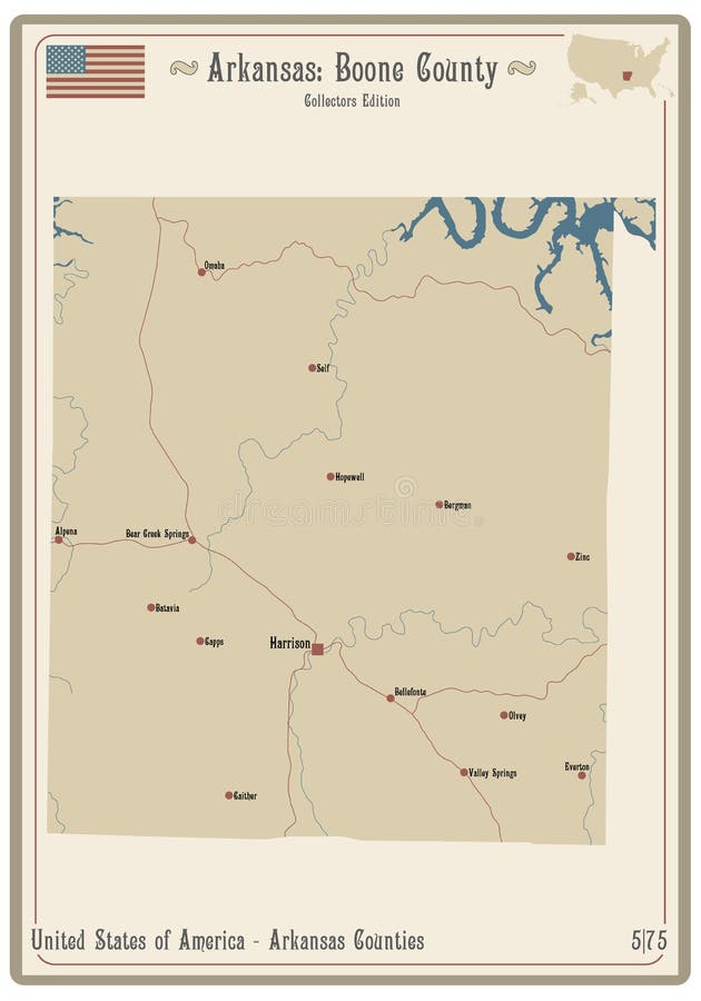Map of Boone County in Arkansas Stock Vector - Illustration of ...