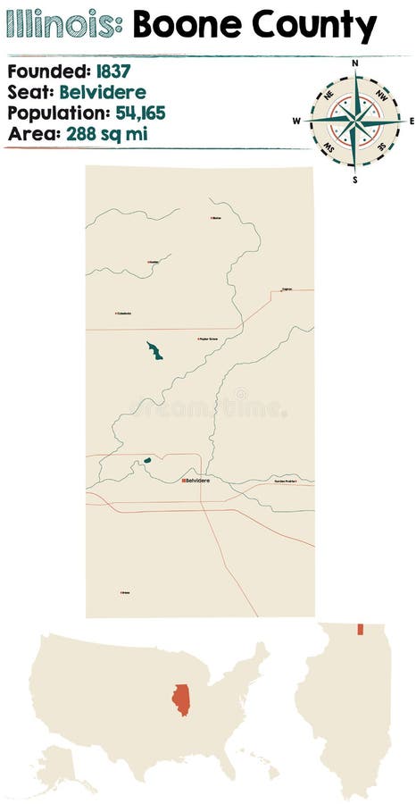 Map of Boone in Illinois stock vector. Illustration of boone - 184325786