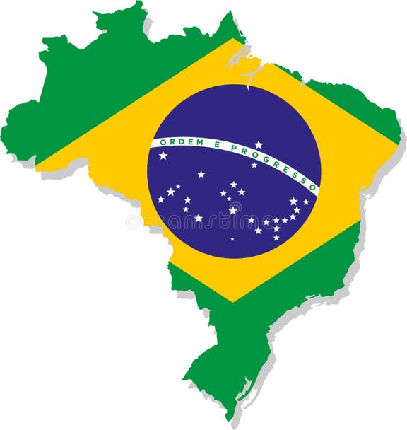 Map with Borders of Brazil with the Flag Inside. Stock Illustration ...