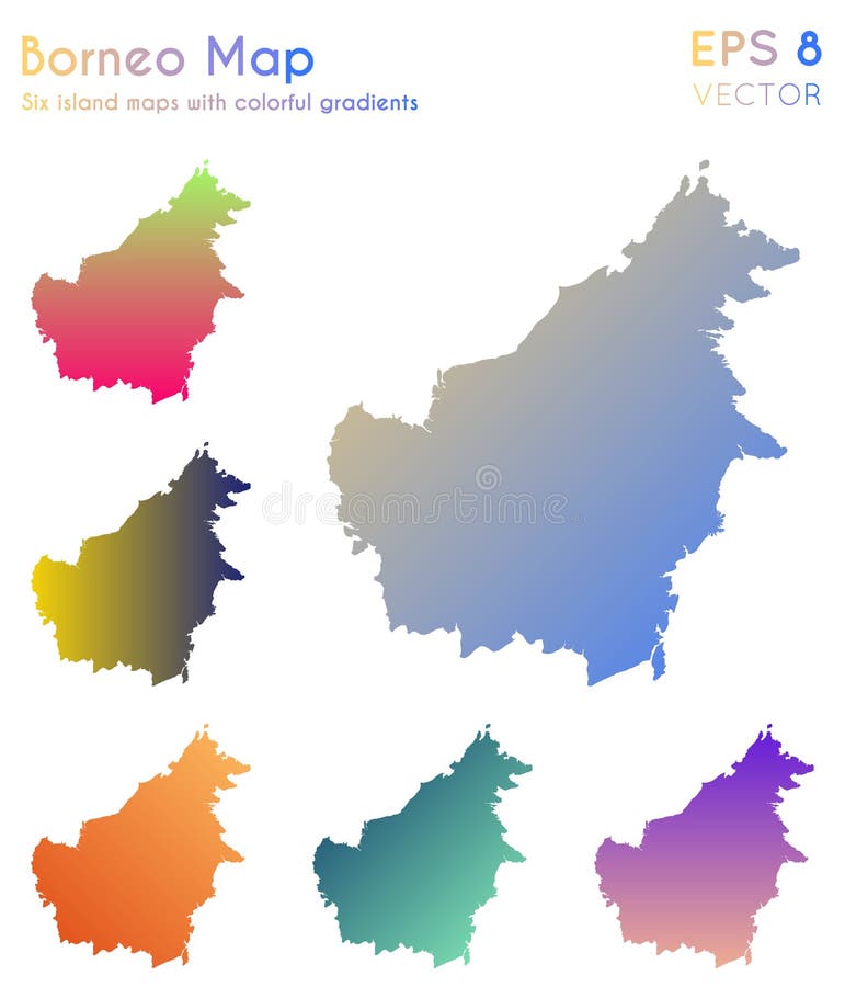 Map of Borneo with Beautiful Gradients. Stock Vector - Illustration of ...