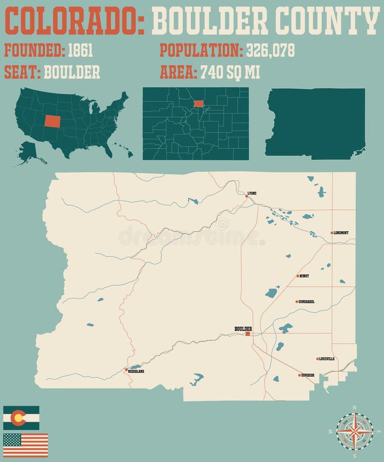 Map of Boulder County in Colorado Stock Vector - Illustration of ...