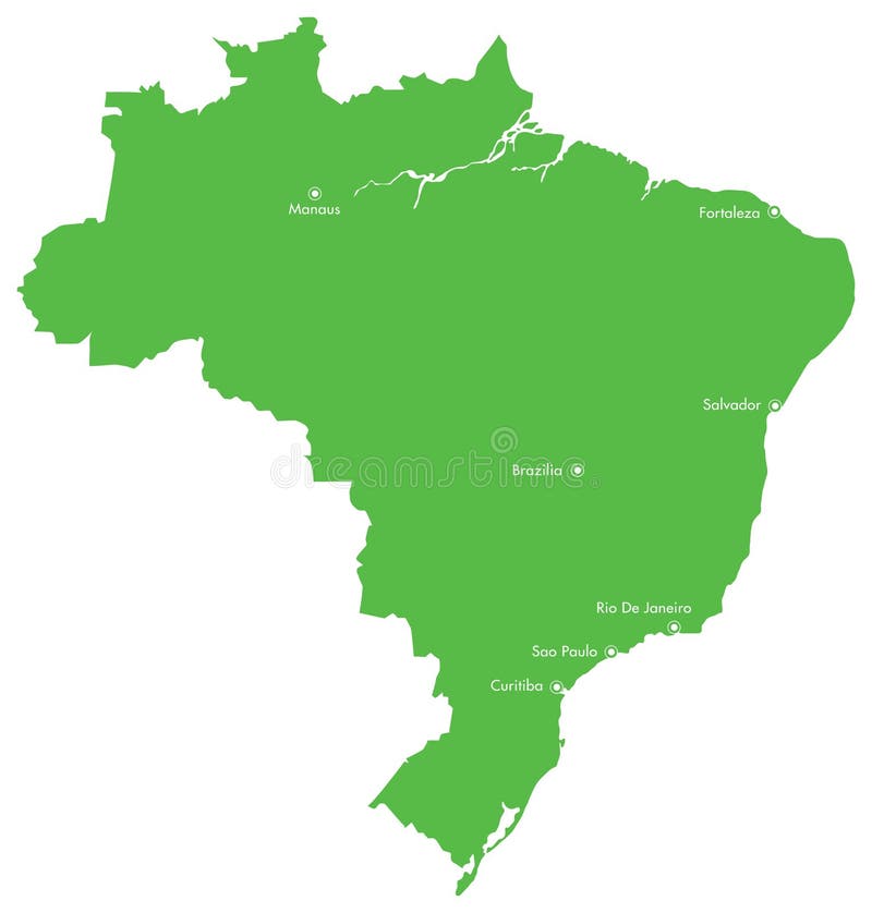 Map of Brazil with Cities stock vector. Illustration of geography ...