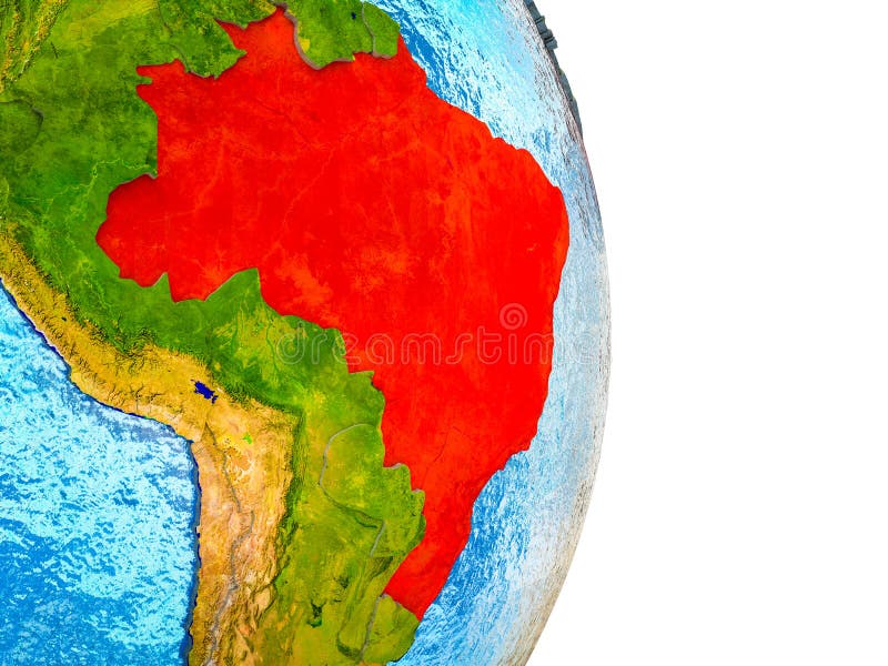 Brazil On Model Of Planet Earth With Network During Sunrise. Concept Of ...