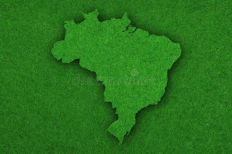 Map of Brazil on Green Felt Stock Illustration - Illustration of ...