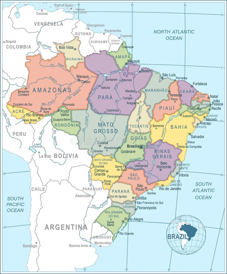 Map of Brazil - Highly Detailed Vector Illustration Stock Vector ...