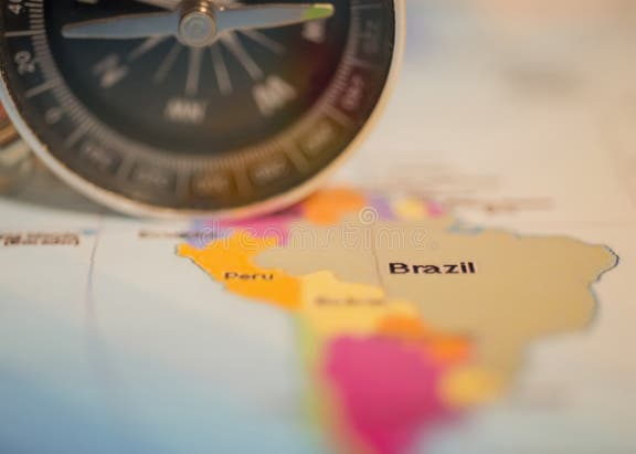 Map of Brazil S Landmark with Compass Stock Photo - Image of concept ...