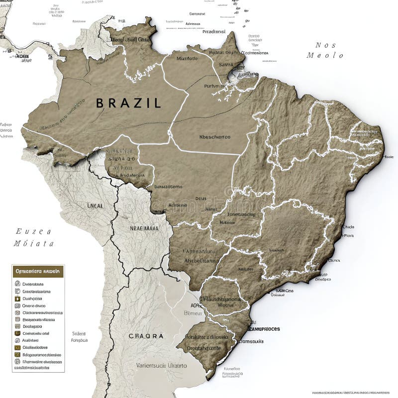 Map of Brazil with Text Box 3D Render Stock Illustration - Illustration ...