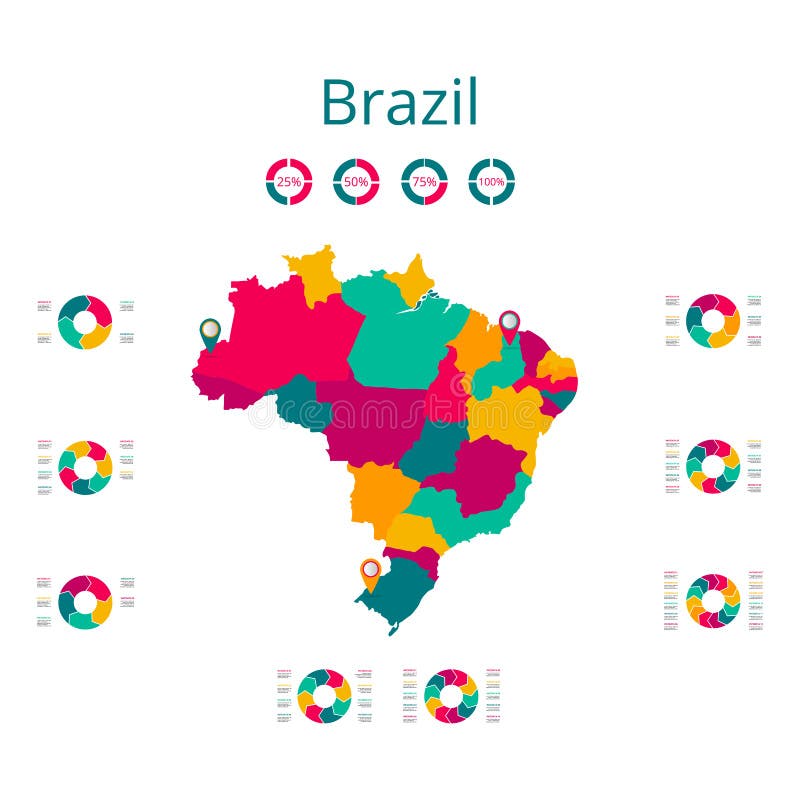 Map of the Brazil. Vector Image of a Global Map in the Form of Regions ...