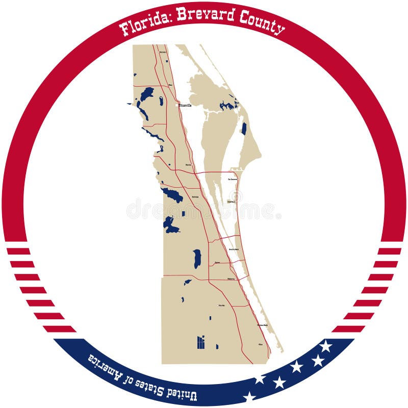 Map of Brevard County in Florida Stock Vector - Illustration of ...
