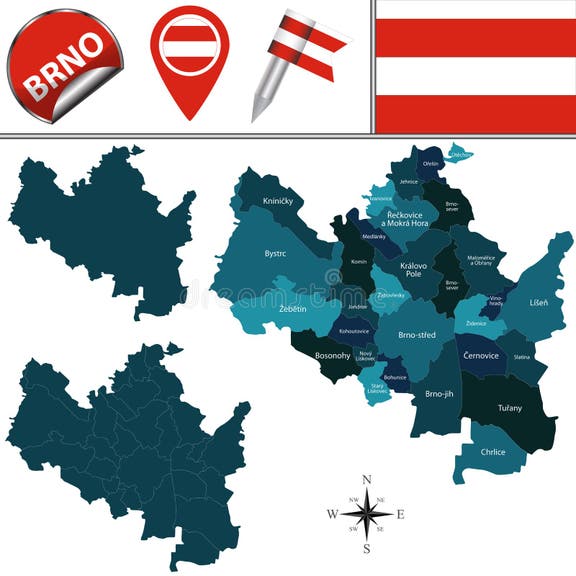 Map of Brno, Czech Republic Stock Vector - Illustration of vector ...