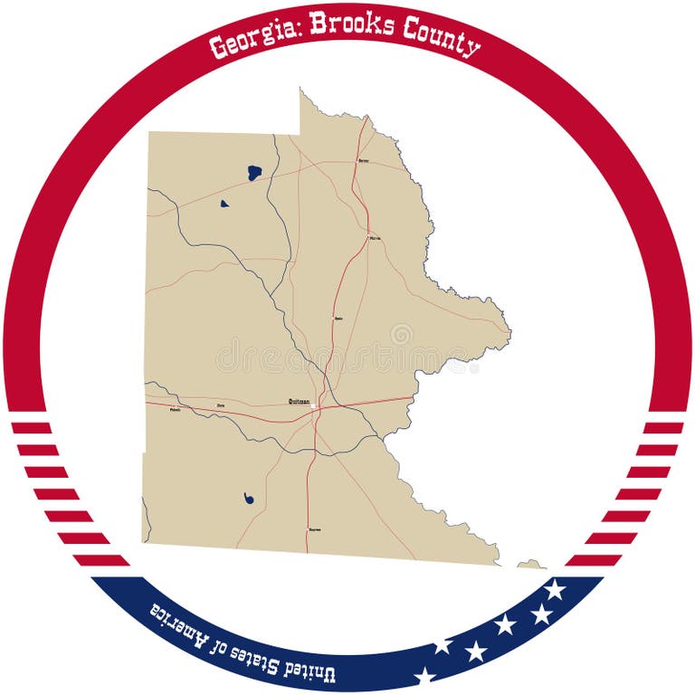 Map of Brooks County in Georgia, USA Stock Vector - Illustration of ...