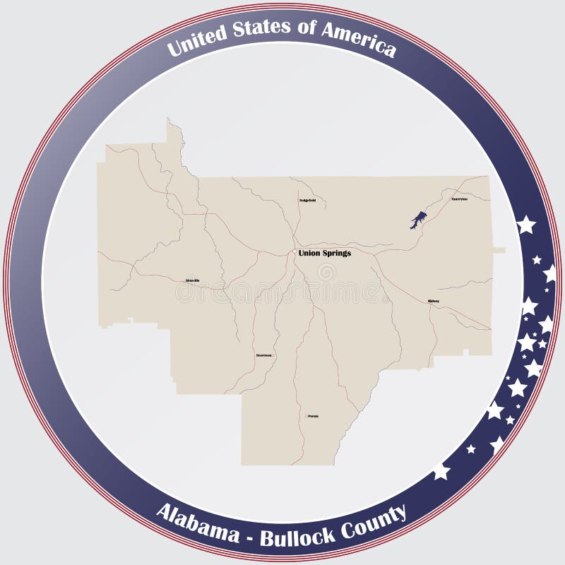 Map of Bullock County in Alabama Stock Vector - Illustration of bullock ...