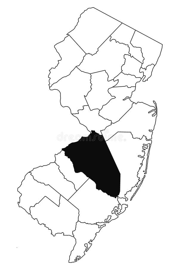 Map of Burlington County in New Jersey State on White Background ...