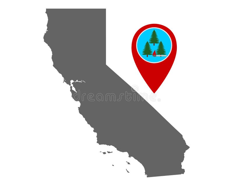 Map of California and Pin with Fire Warning Stock Vector - Illustration ...