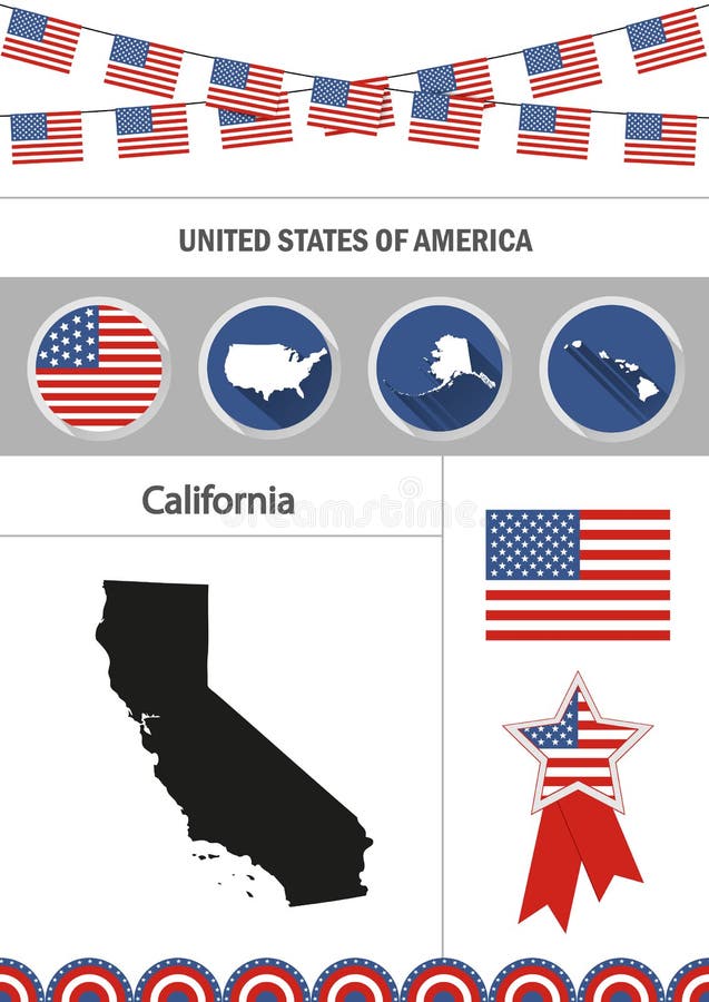 Map of California. Set of Flat Design Icons Nfographics Elements Stock ...