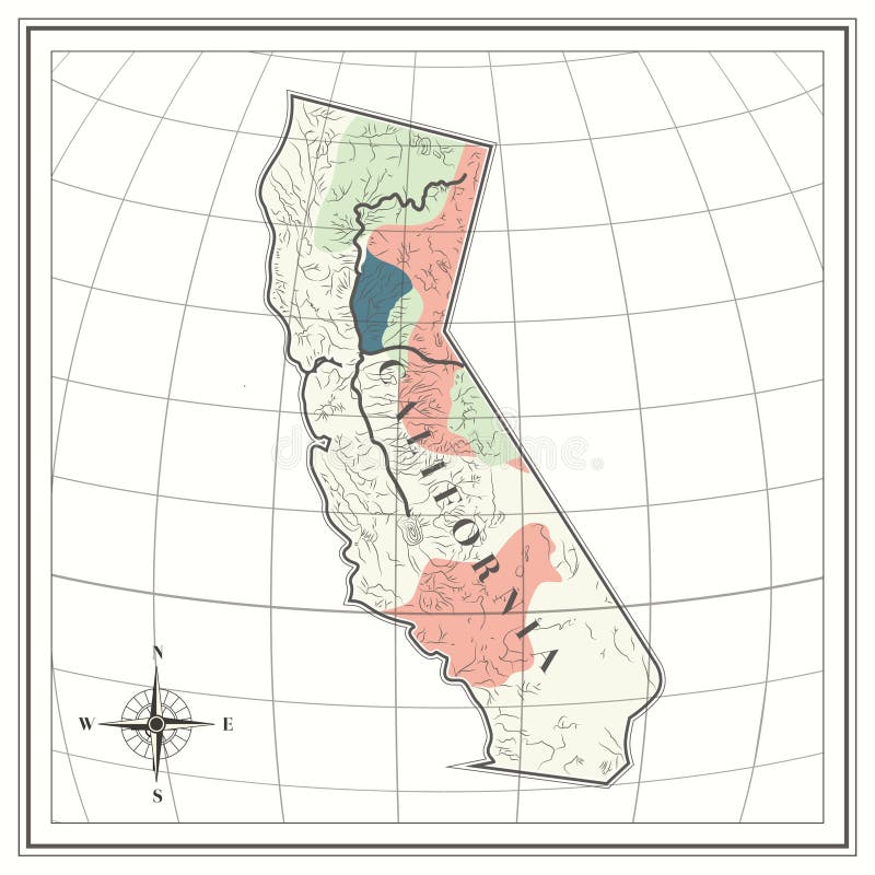 Map of California State. Vector Illustration Decorative Design Stock ...