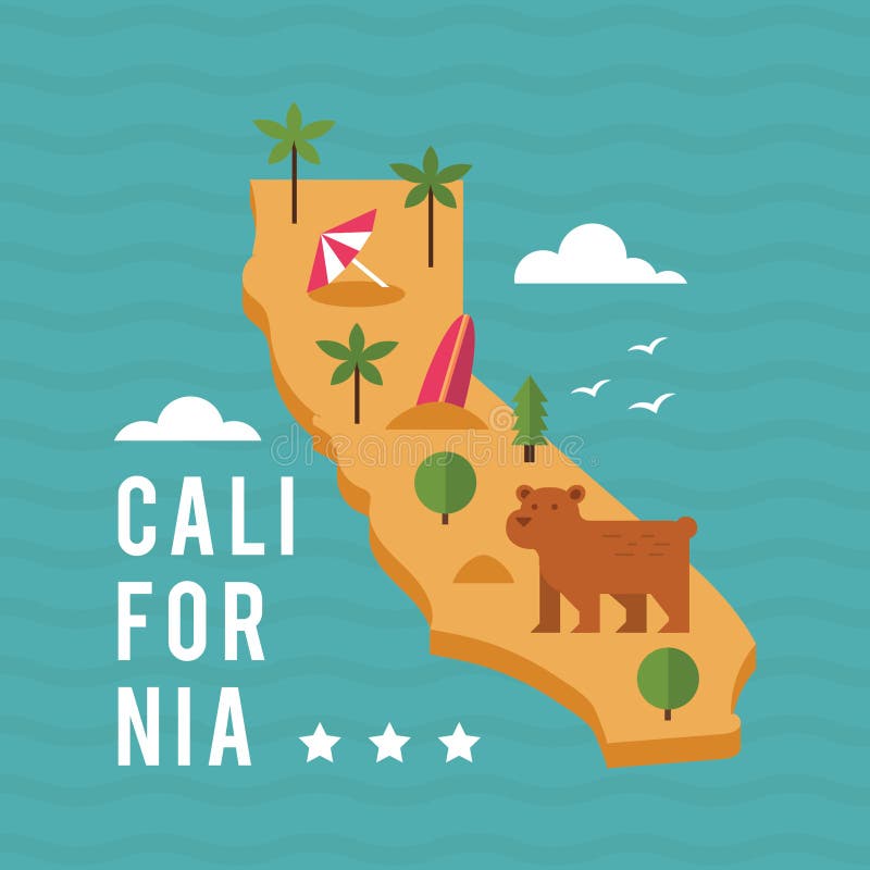 Map of California State. Vector Illustration Decorative Design Stock ...