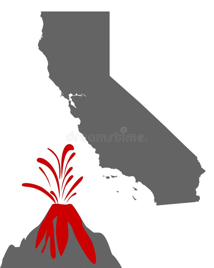 Map of California with Volcano Stock Vector - Illustration of lava ...