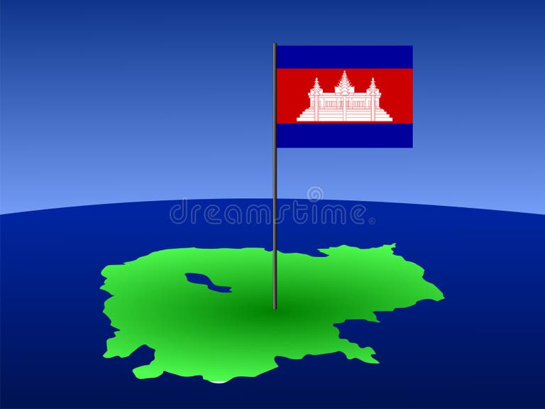 Map of Cambodia with flag stock vector. Illustration of giant - 3055873