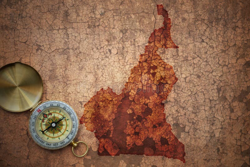 Map of Cameroon on a Old Vintage Crack Paper Stock Photo - Image of ...