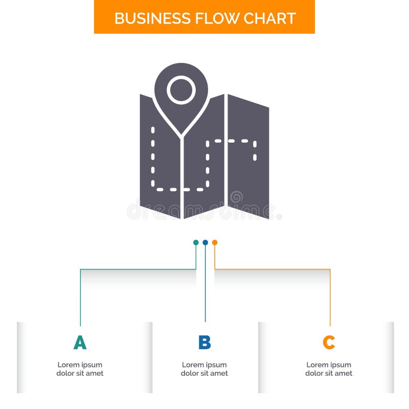 Map, Camping, Plan, Track, Location Business Flow Chart Design with 3 ...