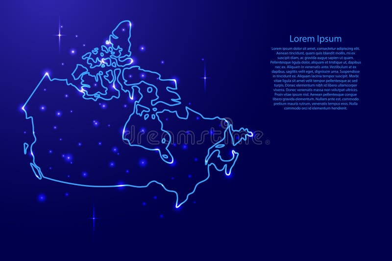 Map Canada from the Contours Network Blue, Luminous Space Stars Vector ...