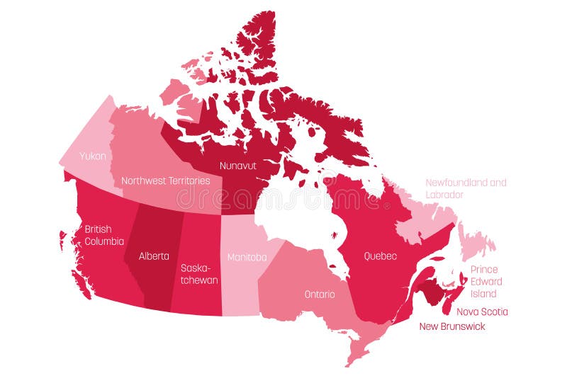 Map of Canada Divided into 10 Provinces and 3 Territories ...