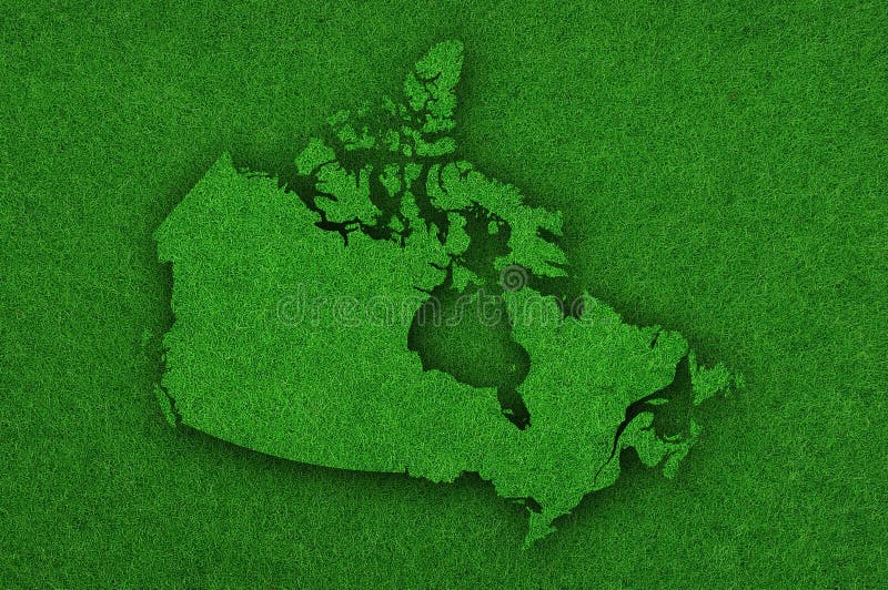 Map of Canada on Green Felt Stock Illustration - Illustration of grass ...