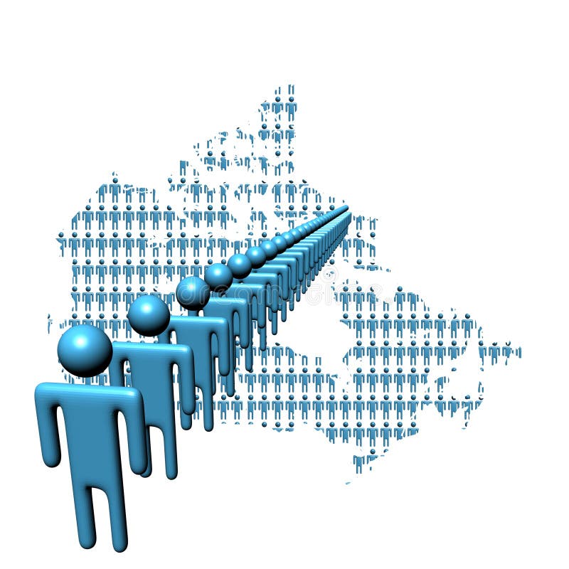 Map of Canada with Line of Men Stock Illustration - Illustration of ...