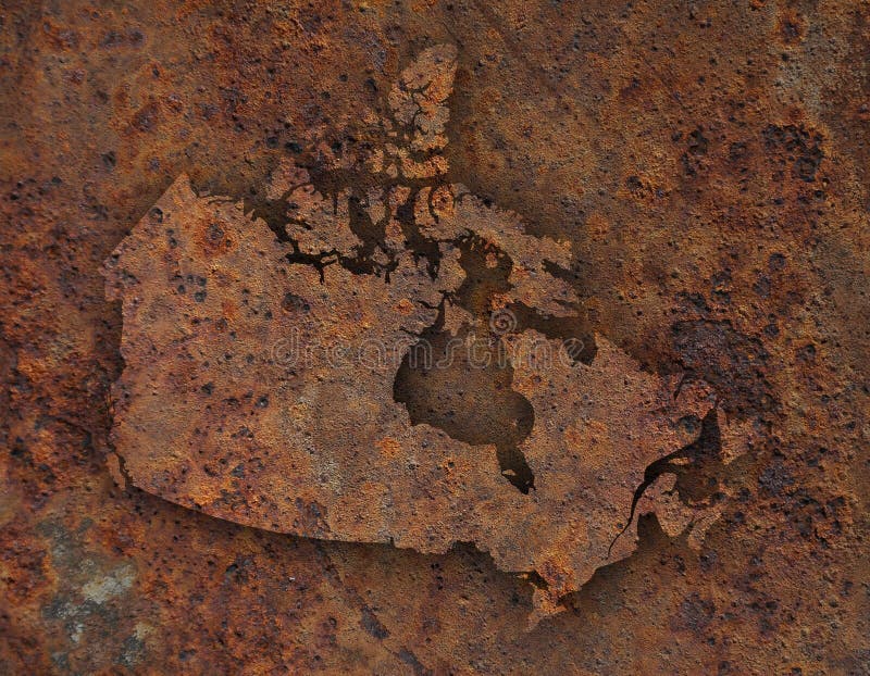 Map of Canada on Rusty Metal Stock Image - Image of state, country ...