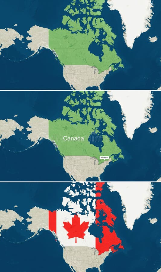 The Map of Canada with Text, Textless, and with Flag Stock Illustration ...