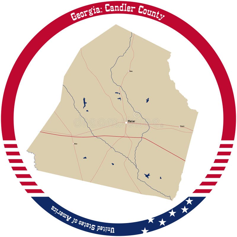 Map of Candler County in Georgia, USA Stock Vector - Illustration of ...