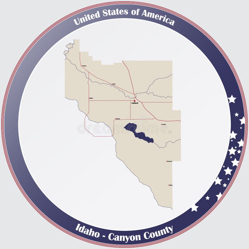 Map of Canyon County in Idaho Stock Vector - Illustration of signs ...
