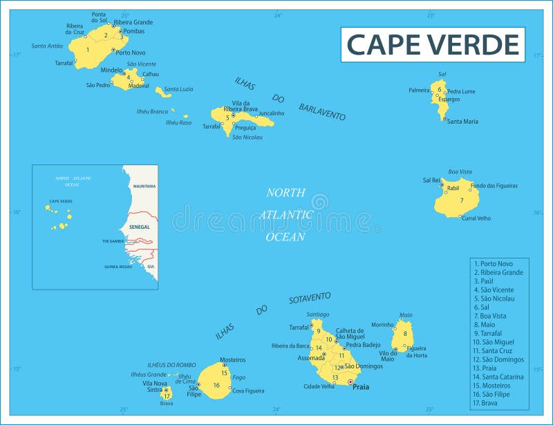 Cape Verde Map - Highly Detailed Vector Illustration Stock Vector ...