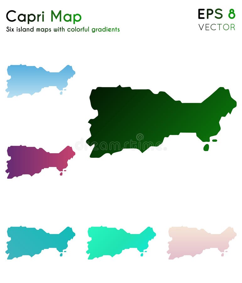 Map of Capri with Beautiful Gradients. Stock Vector - Illustration of ...