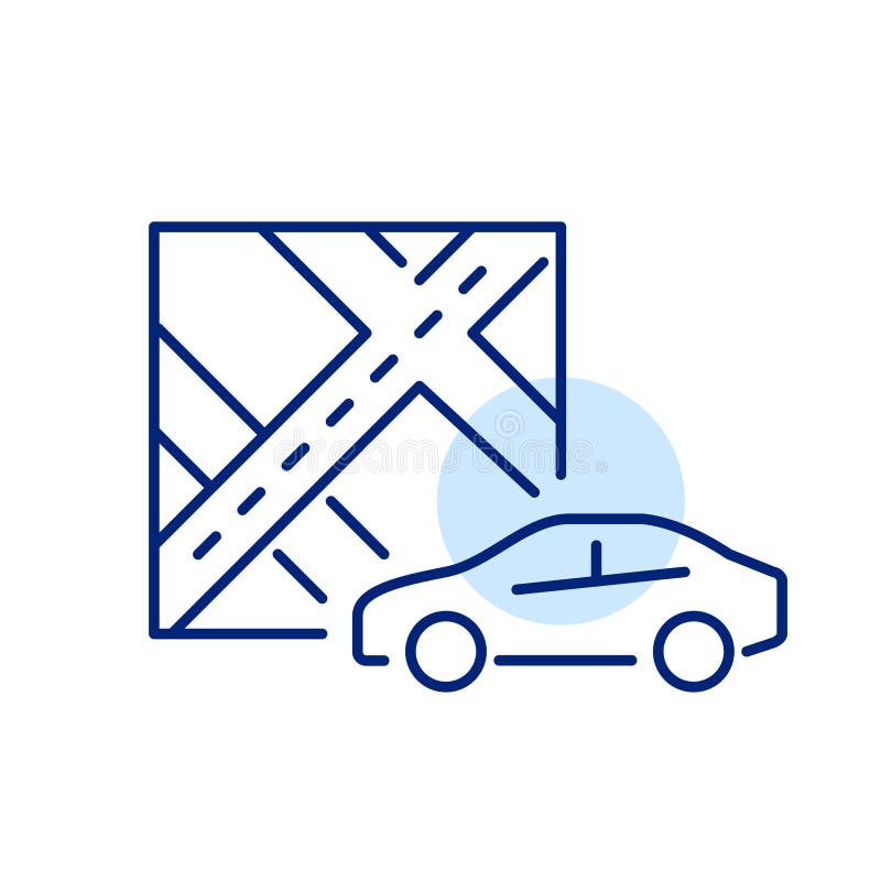 Map and Car Side View. Navigation App Stock Vector - Illustration of ...