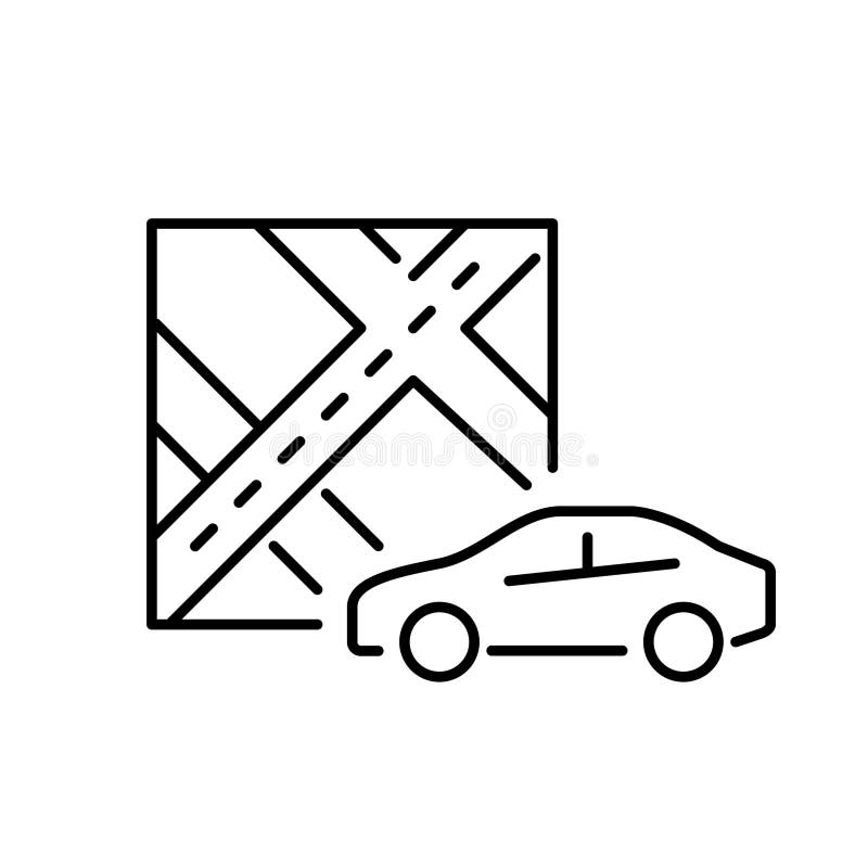 Map and Car Side View. Navigation App. Pixel Perfect Icon Stock Vector ...