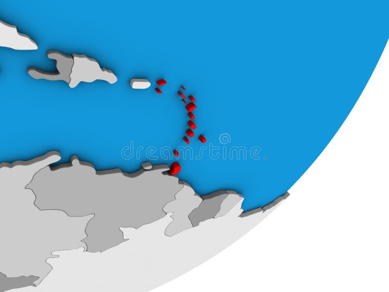 Map of Caribbean on 3D Globe Stock Illustration - Illustration of ...