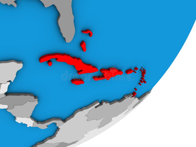 Map of Caribbean on 3D Globe Stock Illustration - Illustration of rico ...