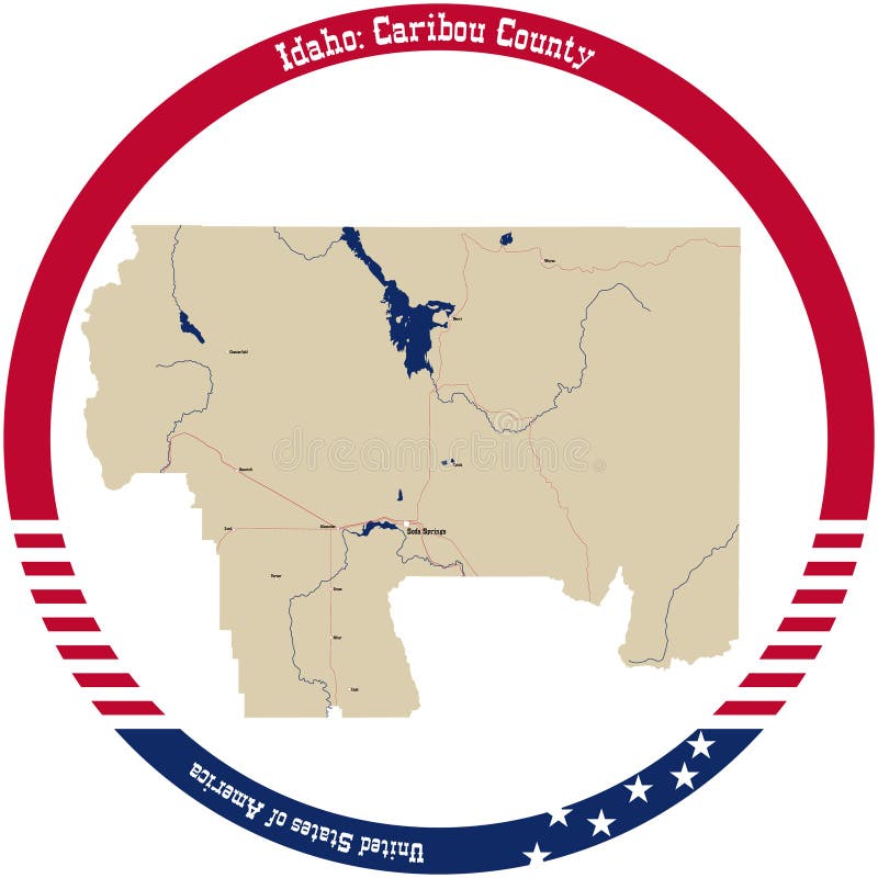 Map of Caribou County in Idaho, USA Stock Vector - Illustration of ...