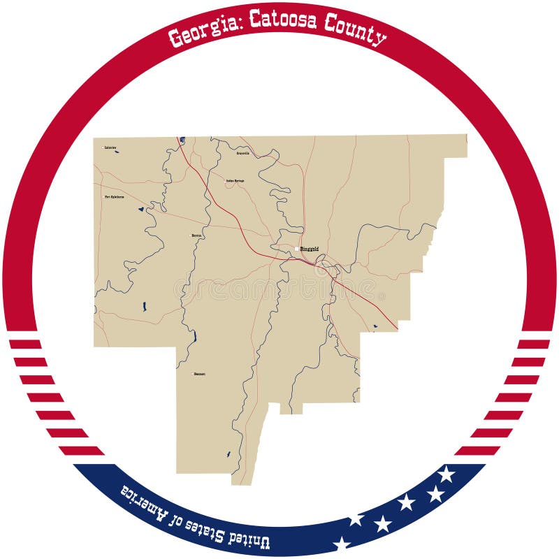 Map of Catoosa County in Georgia, USA Stock Vector - Illustration of ...