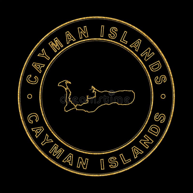 Map of Cayman Islands, Golden Stamp Black Background Stock Illustration ...