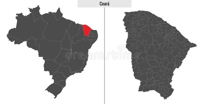 Map of Ceara State of Brazi Stock Illustration - Illustration of review ...